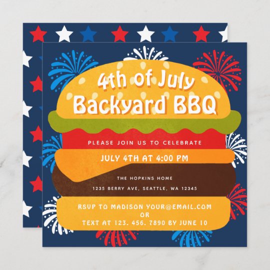 Burger 4th of July Cookout Invitation | Zazzle.com