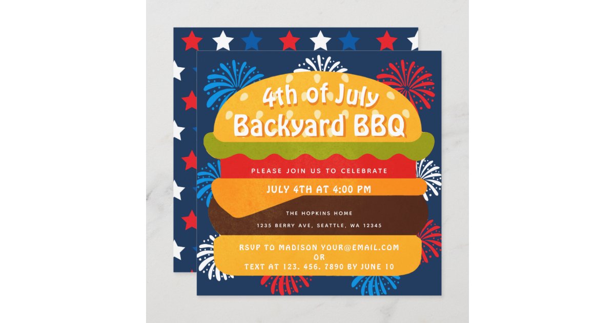 Burger 4th of July Cookout Invitation | Zazzle.com