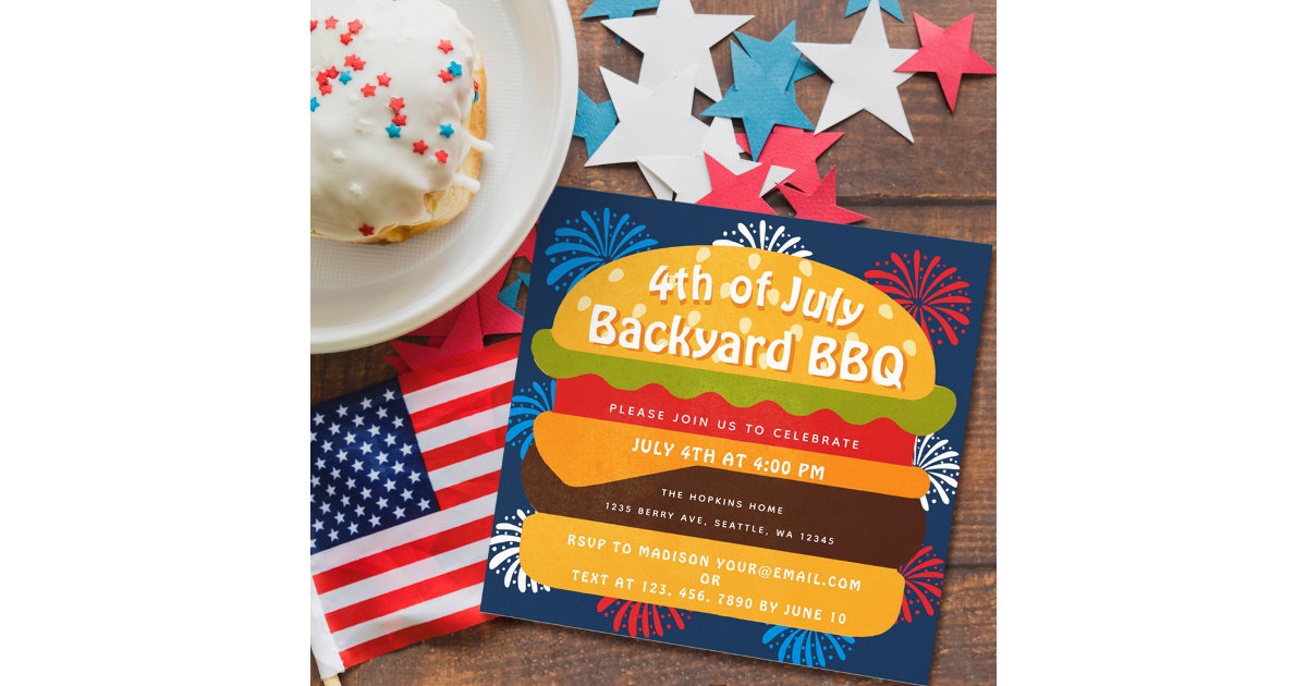 Burger 4th of July Cookout Invitation | Zazzle