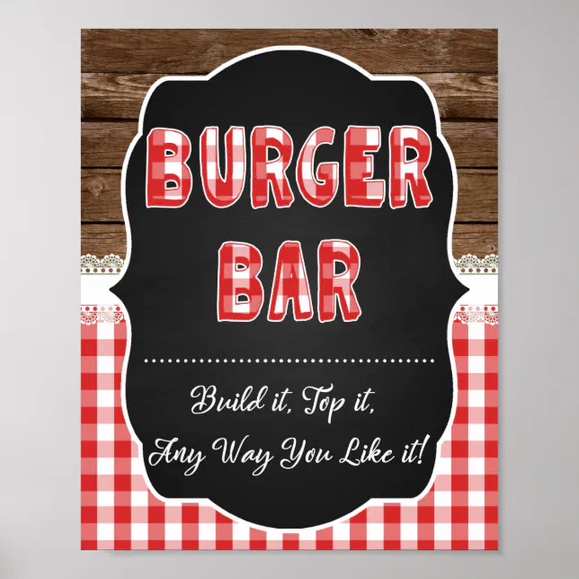 Burger Bar Sign - Red Baby Q | Zazzle