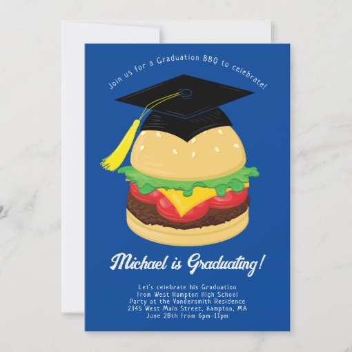Burger BBQ Graduation Party Invitation | Zazzle