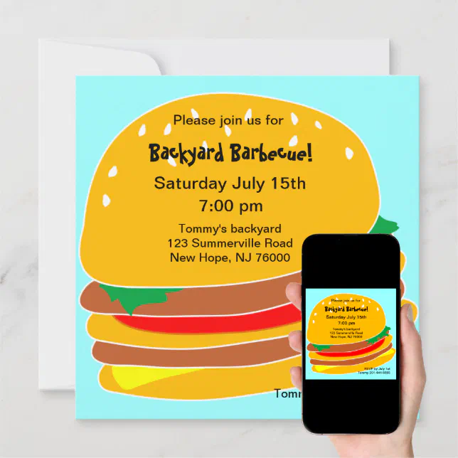 Burger BBQ Party Invitation | Zazzle