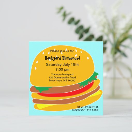 Burger BBQ Party Invitation | Zazzle