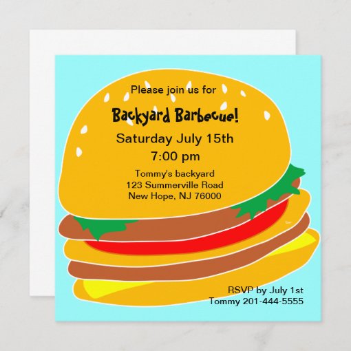 Burger BBQ Party Invitation | Zazzle