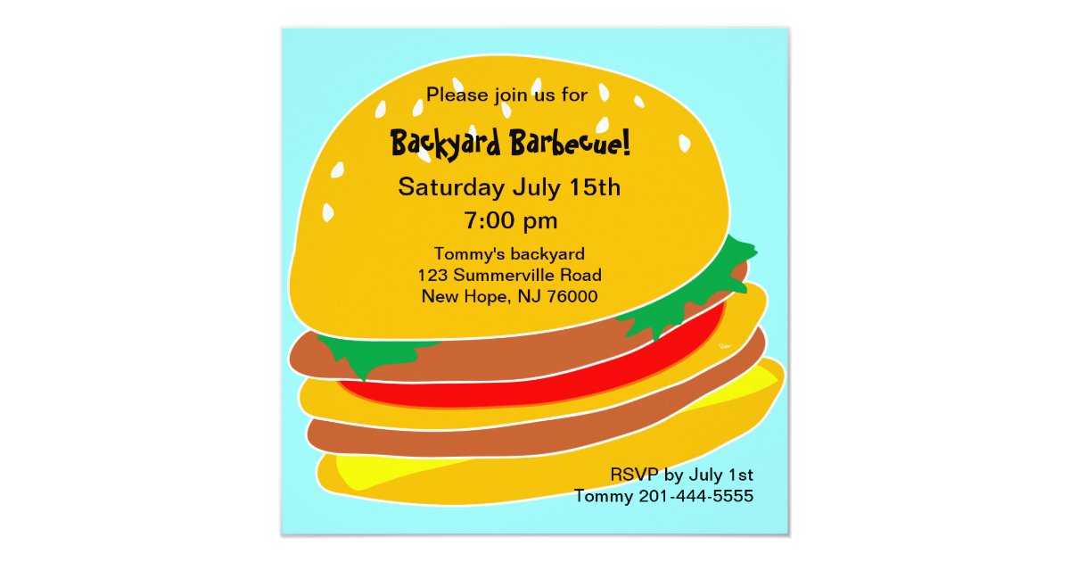 Burger BBQ Party Invitation | Zazzle.com