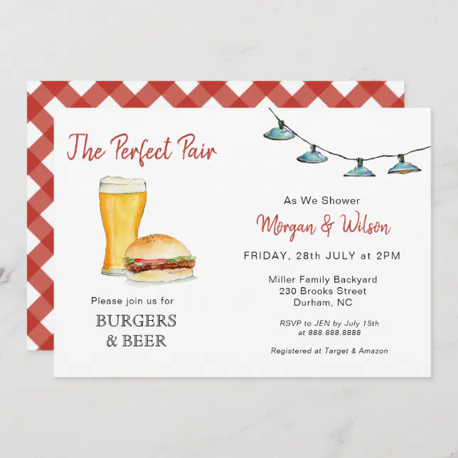 Burger & Beer Couples shower invitation | Zazzle