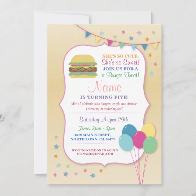 Burger Birthday Party Any Age Birthday Invite | Zazzle