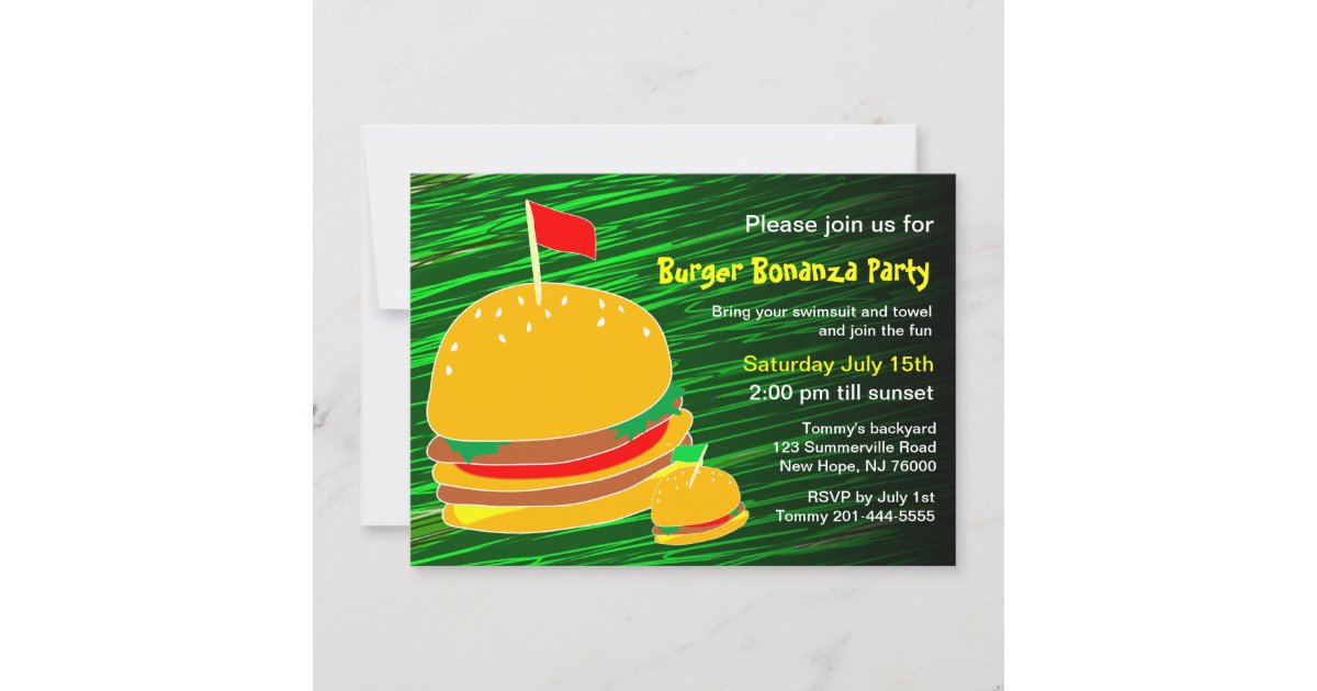 Burger Bonanza Party Invitation | Zazzle