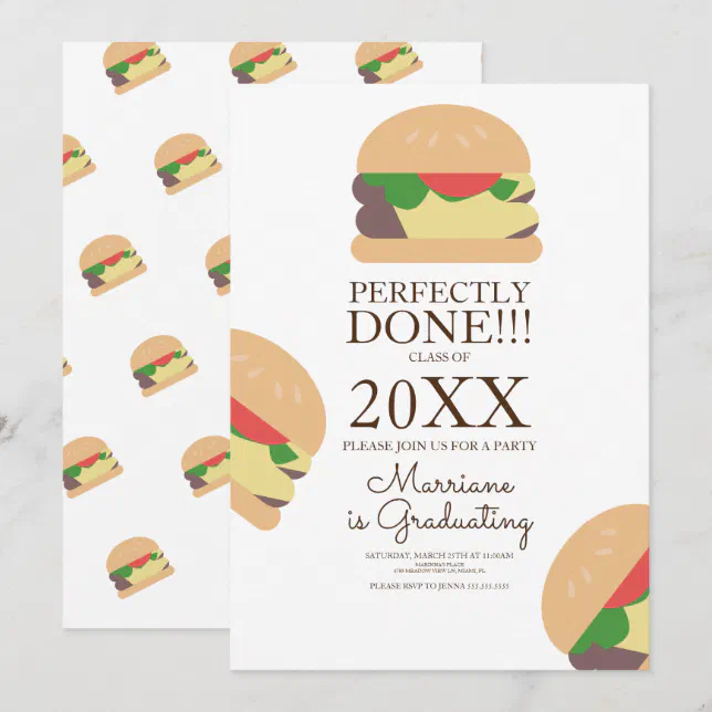 Burger Brunch Graduation Invitation | Zazzle