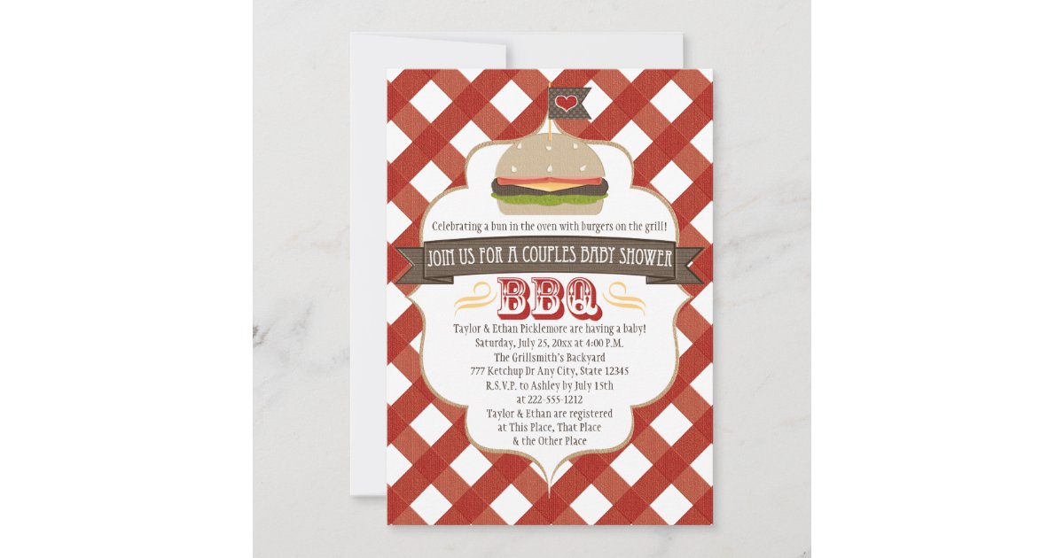 Burger Couples BBQ Baby Shower Invitations | Zazzle