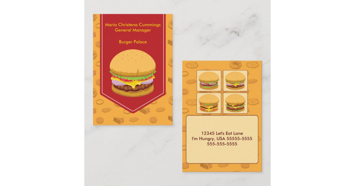 Burger Fast Food Mighty Business Card | Zazzle