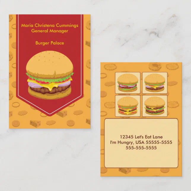 Burger Fast Food Mighty Business Card | Zazzle
