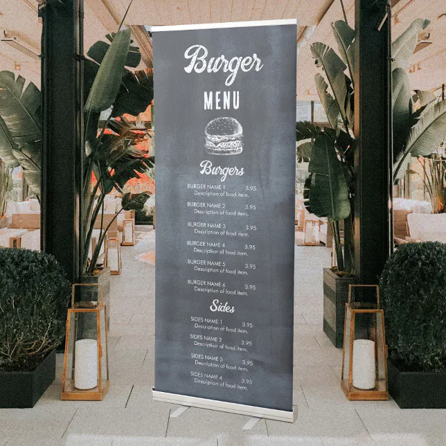 Burger Food Menu Restaurant Business Price List Retractable Banner | Zazzle