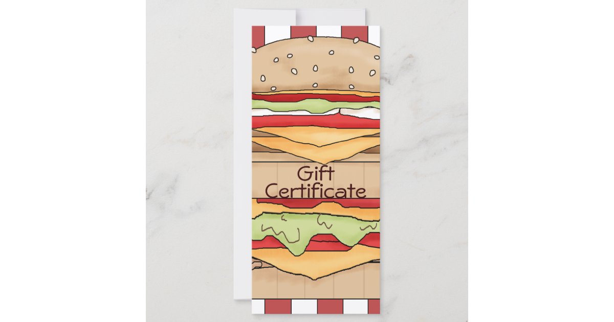 Burger Gift Certificate | Zazzle