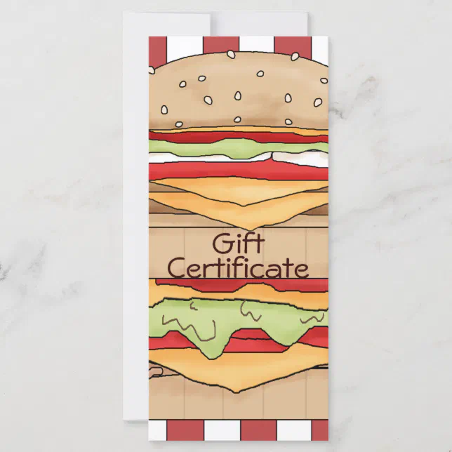 Burger Gift Certificate | Zazzle