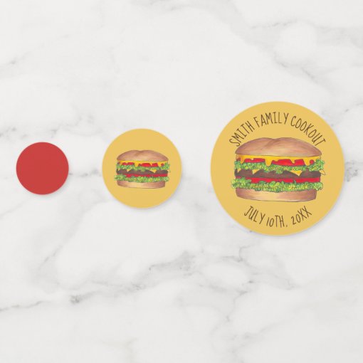 Burger Hamburger Cheeseburger Picnic Cookout Party Confetti | Zazzle