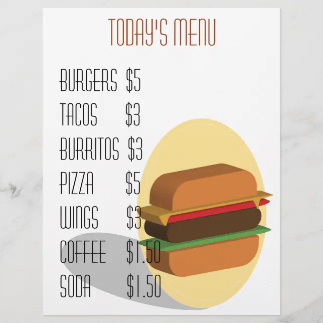 Burger Menu | Zazzle