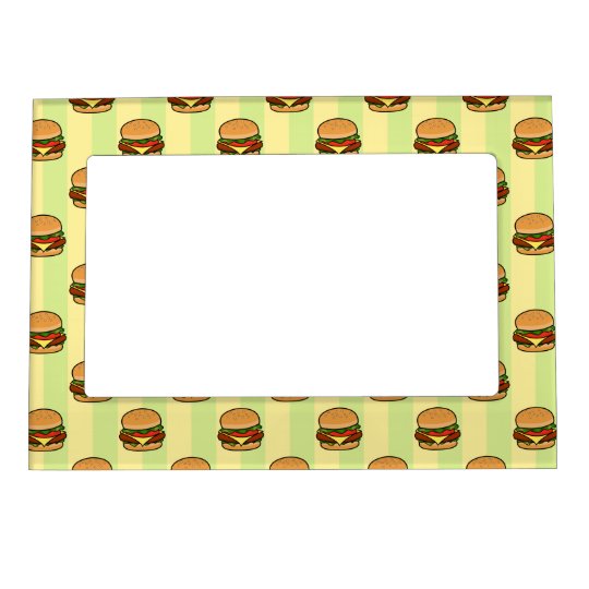 Burger Pattern Magnetic Photo Frame | Zazzle.com
