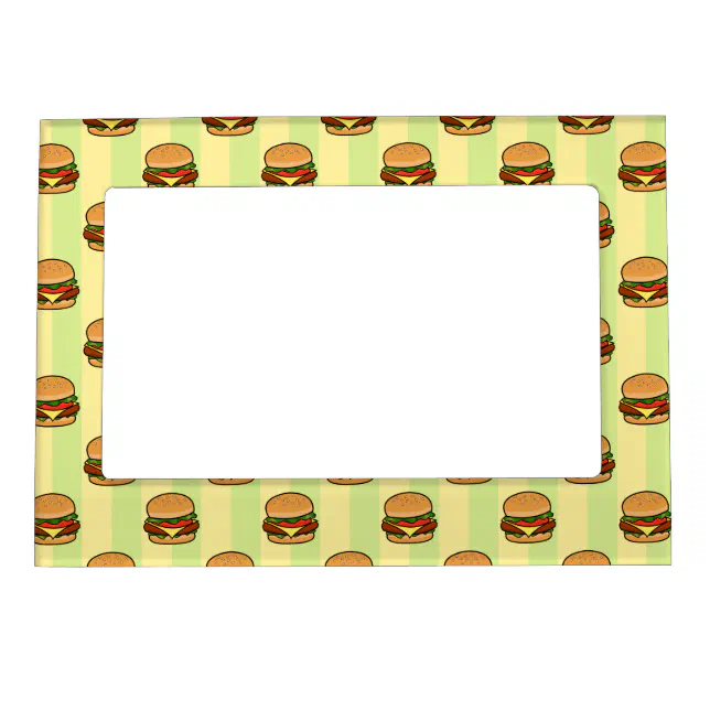 Burger Pattern Magnetic Photo Frame | Zazzle