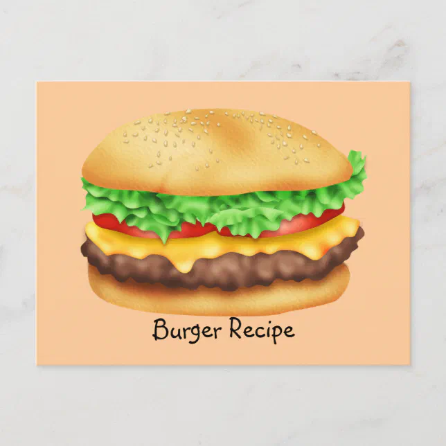 Burger Recipe Card | Zazzle