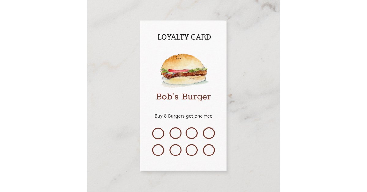 Burger restaurant Loyalty business card | Zazzle
