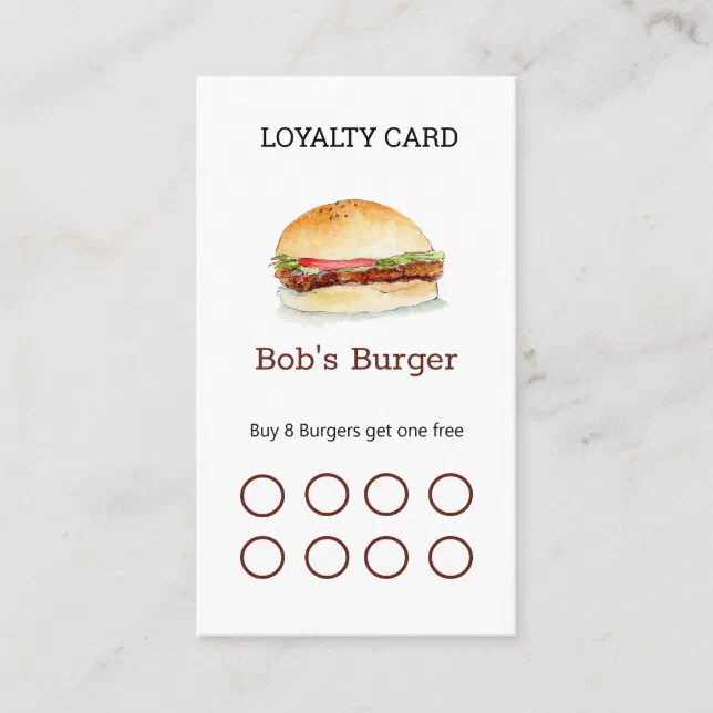 Burger restaurant Loyalty business card | Zazzle