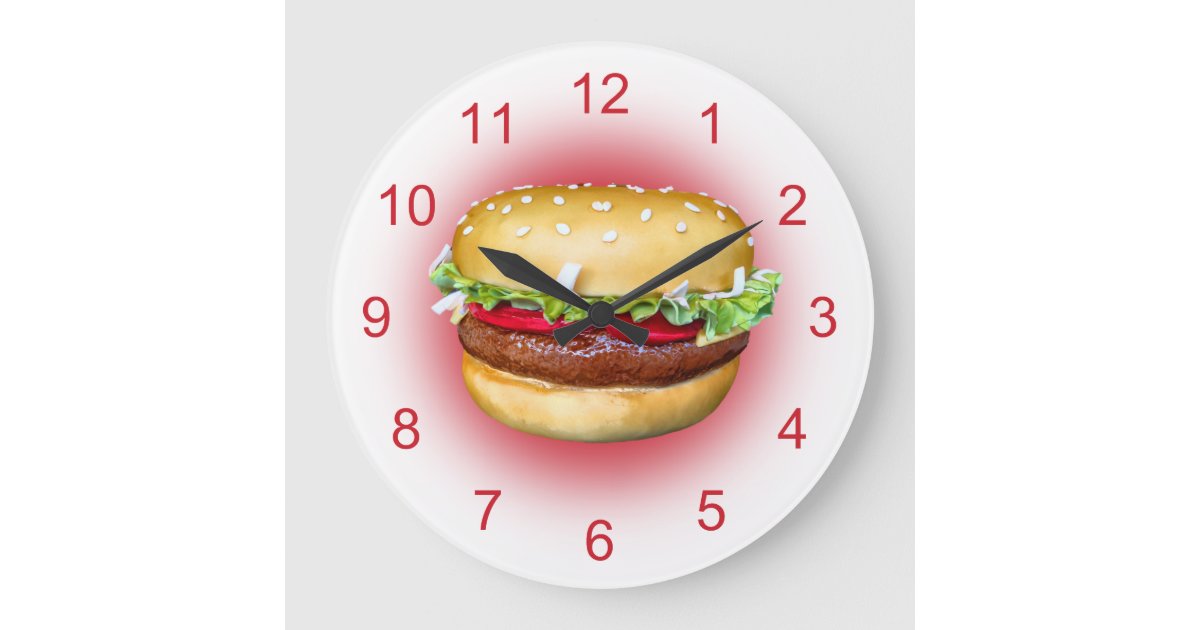 Burger Time Large Clock | Zazzle