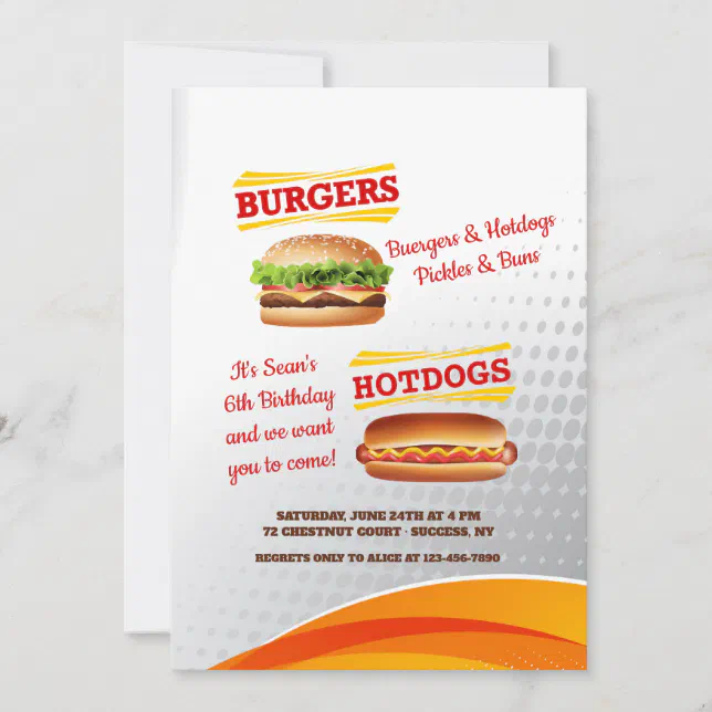 Burgers and Hotdogs Invitation | Zazzle
