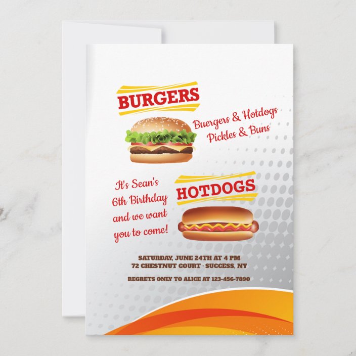 Burgers and Hotdogs Invitation | Zazzle.com