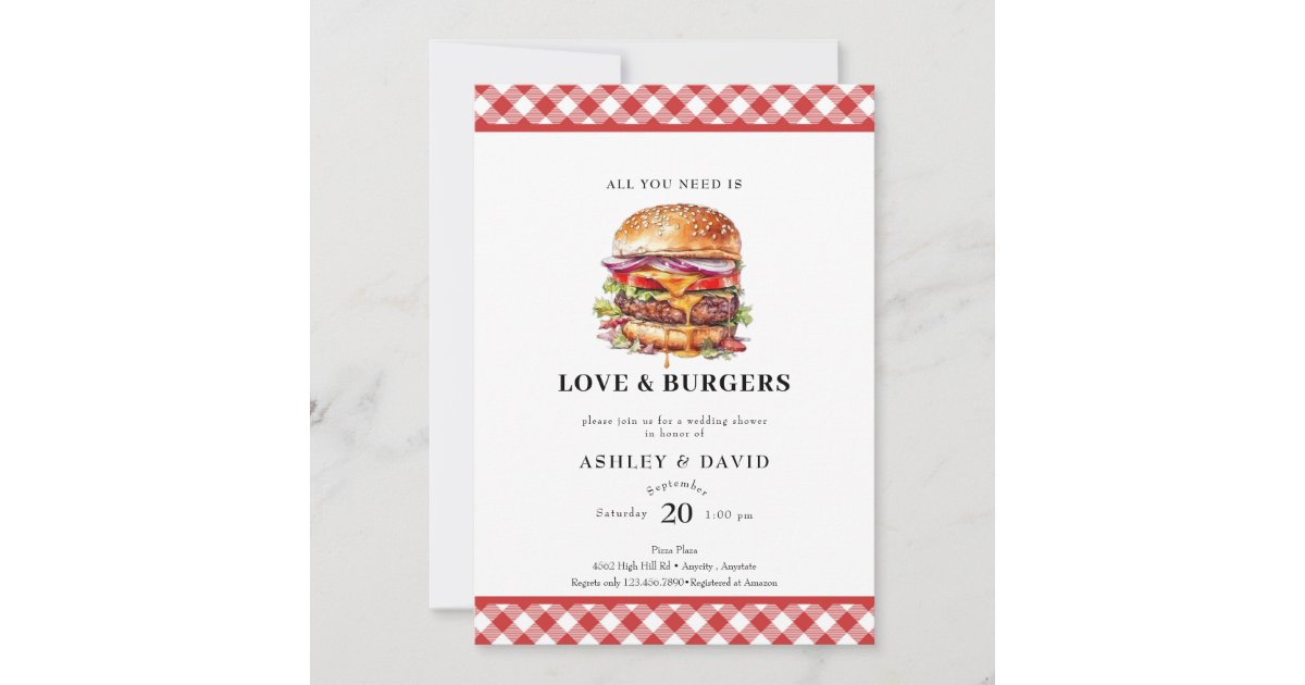 Burgers| BBQ | Couples Shower Invitation | Zazzle