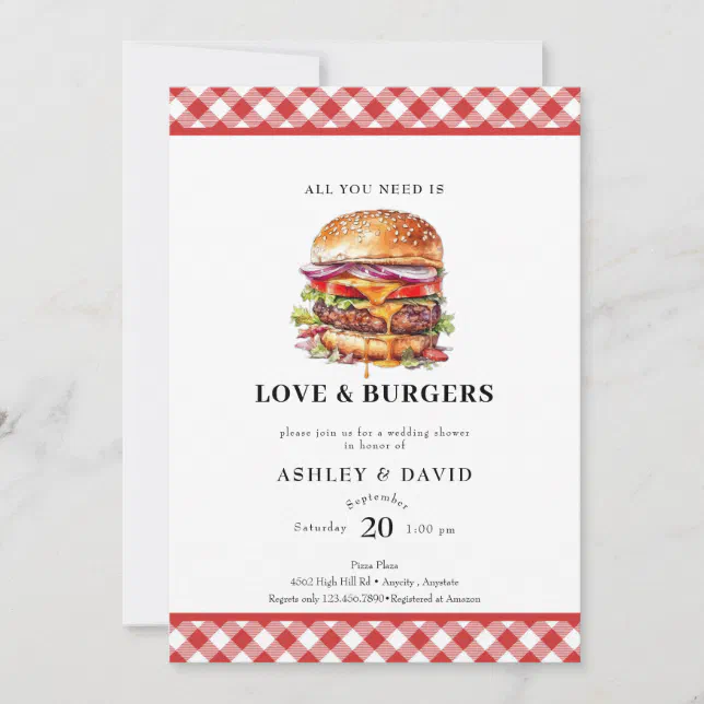 Burgers| BBQ | Couples Shower Invitation | Zazzle