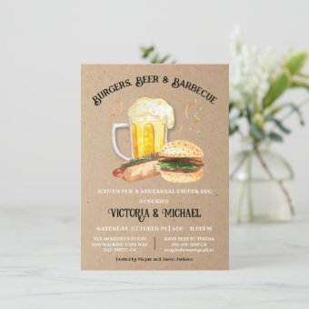 Burgers Beer and Barbecue Rehearsal Dinner Kraft Invitation | Zazzle