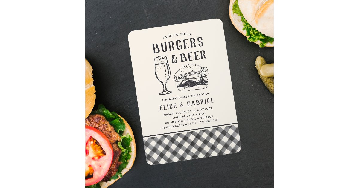 Burgers & Beer Rehearsal Dinner Invitation | Zazzle