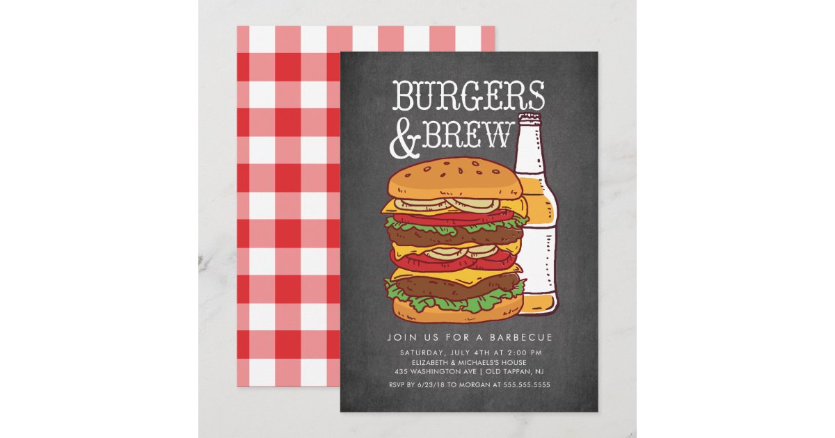 Burgers & Brew Barbecue Party Invitation | Zazzle