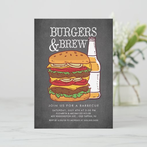 Burgers & Brew Barbecue Party Invitation | Zazzle