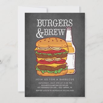 Burgers & Brew Barbecue Party Invitation | Zazzle