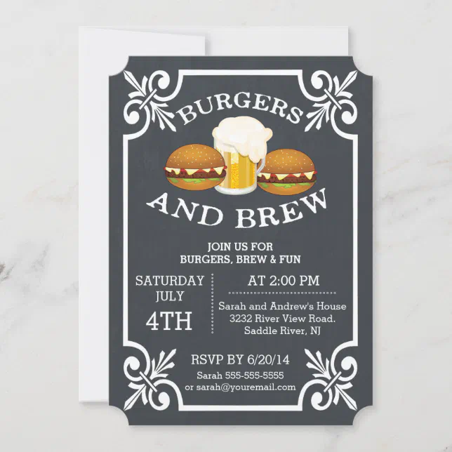 Burgers & Brew Barbecue Party Invitation | Zazzle