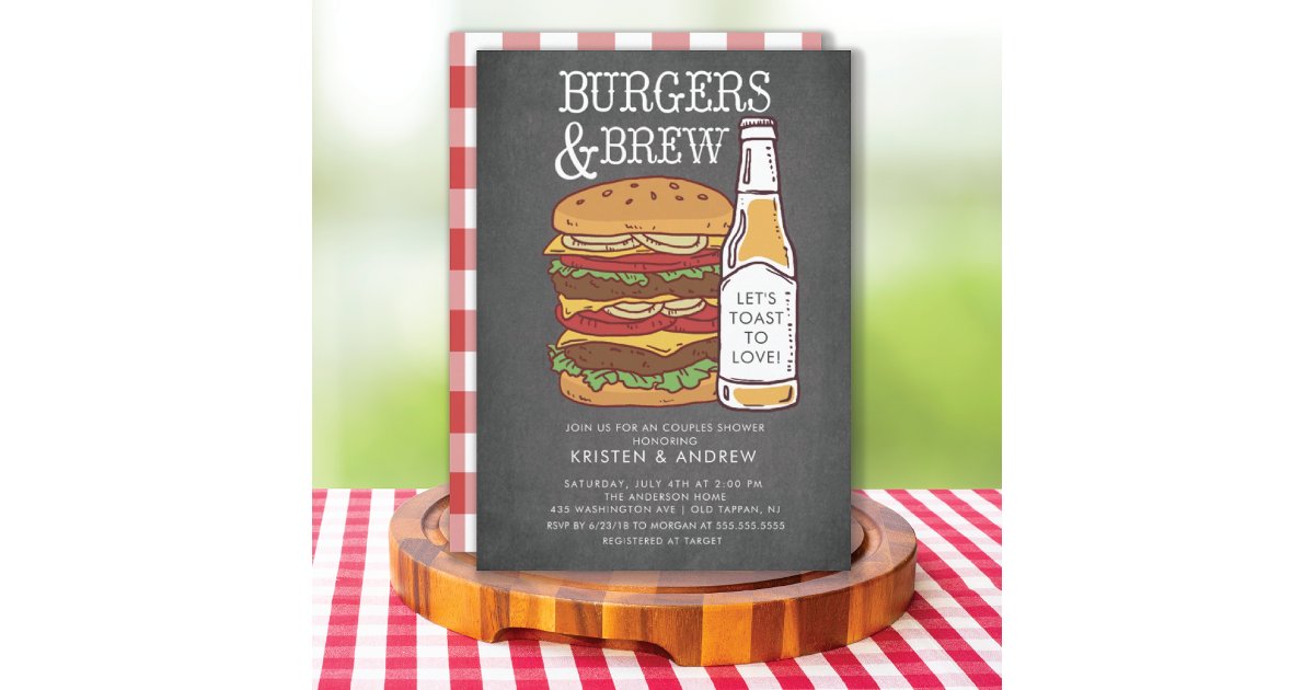 Burgers & Brew Couples Shower Invitation | Zazzle