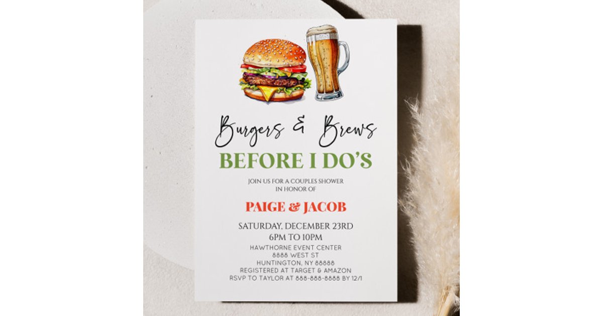 Burgers & Brews Before I Do's Couples Shower Invitation | Zazzle