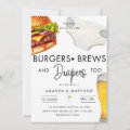Burgers, Brews Diapers Casual Couple Baby Shower Invitation | Zazzle