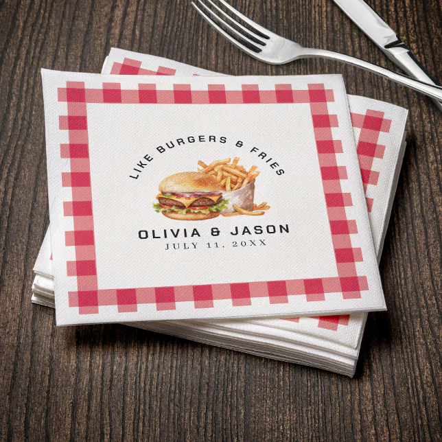Burgers & Fries Picnic Wedding Shower Napkins | Zazzle