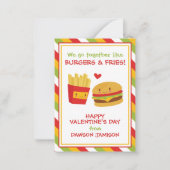 Burgers & Fries Valentine's Classroom Cards | Zazzle