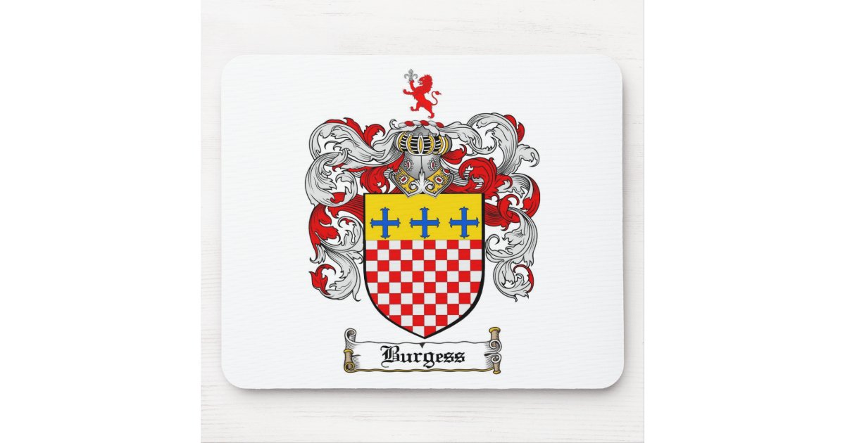 BURGESS FAMILY CREST - BURGESS COAT OF ARMS MOUSE PAD | Zazzle
