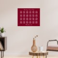 Burgundy 24 Table Wedding Seating Chart Poster | Zazzle