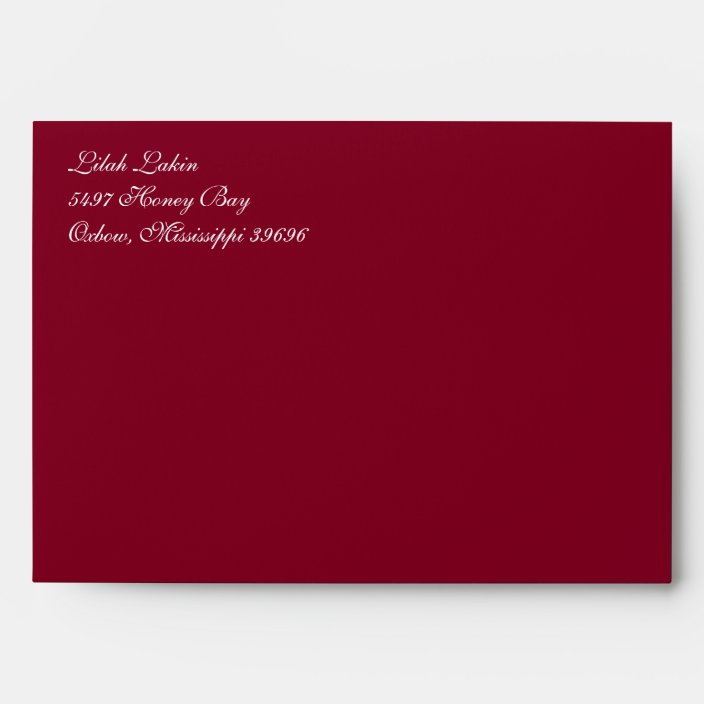 Burgundy A7 Cursive Return Address Envelopes | Zazzle.com