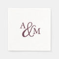 Burgundy Ampersand Monogram Wedding Napkins | Zazzle