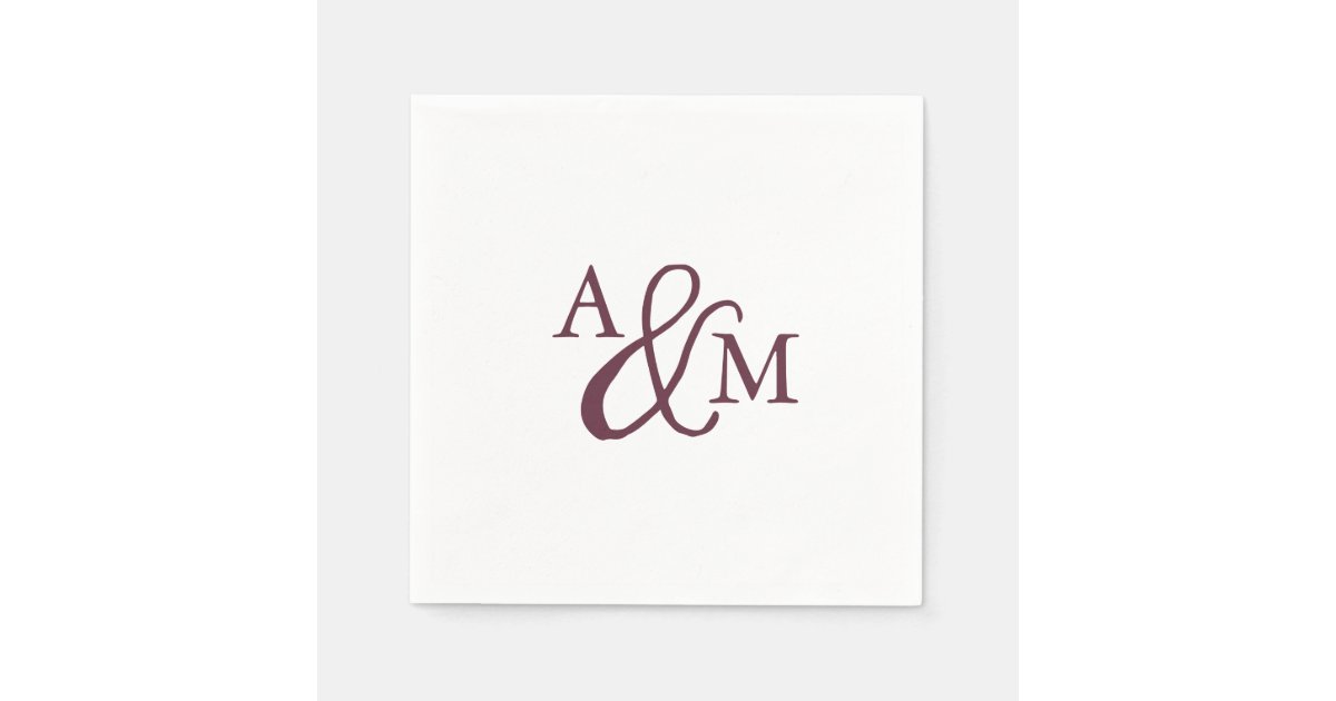 Burgundy Ampersand Monogram Wedding Napkins | Zazzle