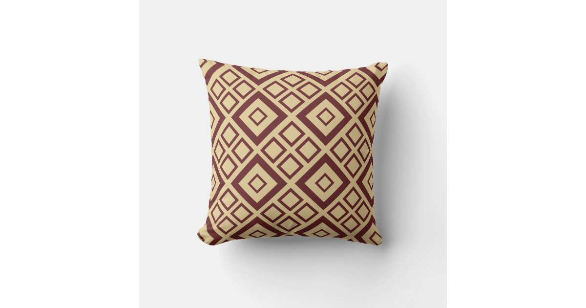 Burgundy and Cream Diamond Pattern Pillow | Zazzle