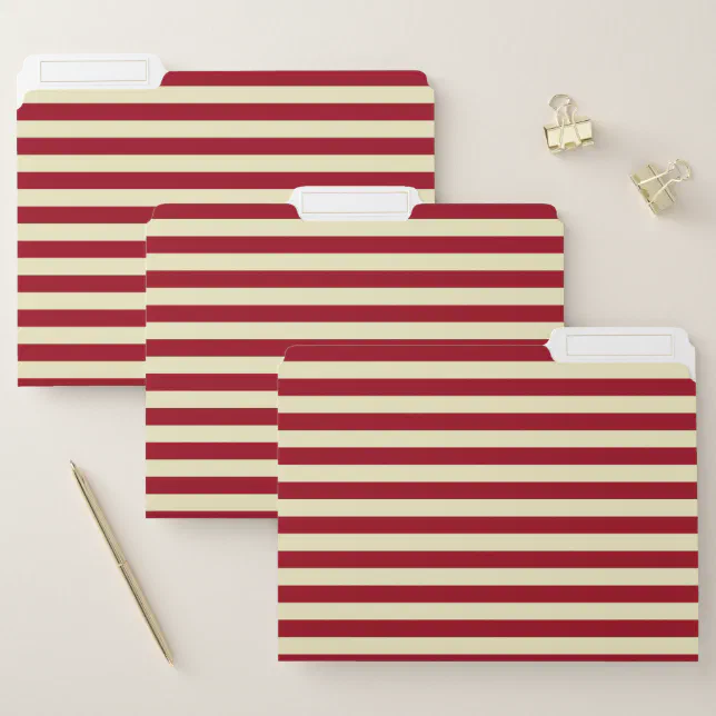 Burgundy and Cream Stripes File Folder | Zazzle