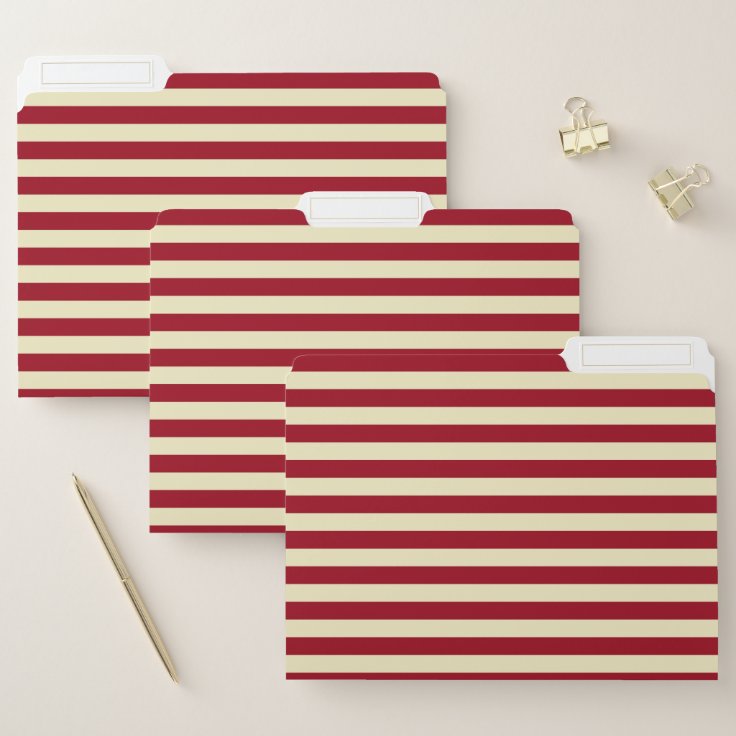 Burgundy and Cream Stripes File Folder | Zazzle